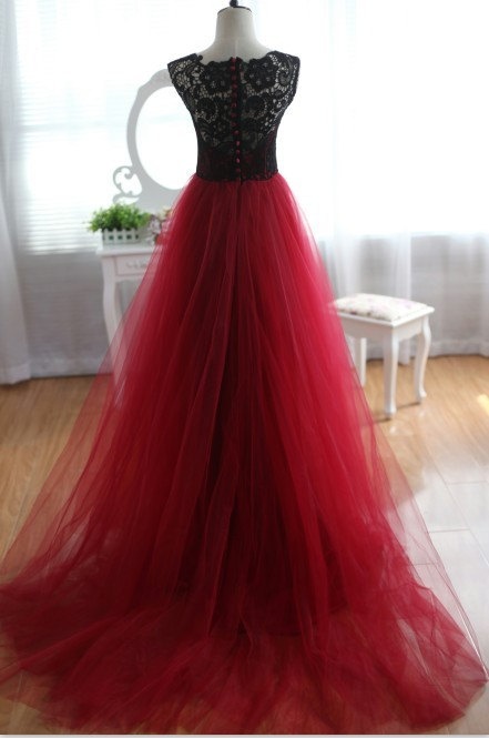 Burgundy Maroon Scarlet Formal Dress Prom Dress Simple Fashion Tulle ...
