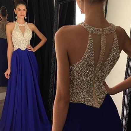 Two Pieces Party Prom Dresses, Open-Back Prom Dresses, Satin Prom ...
